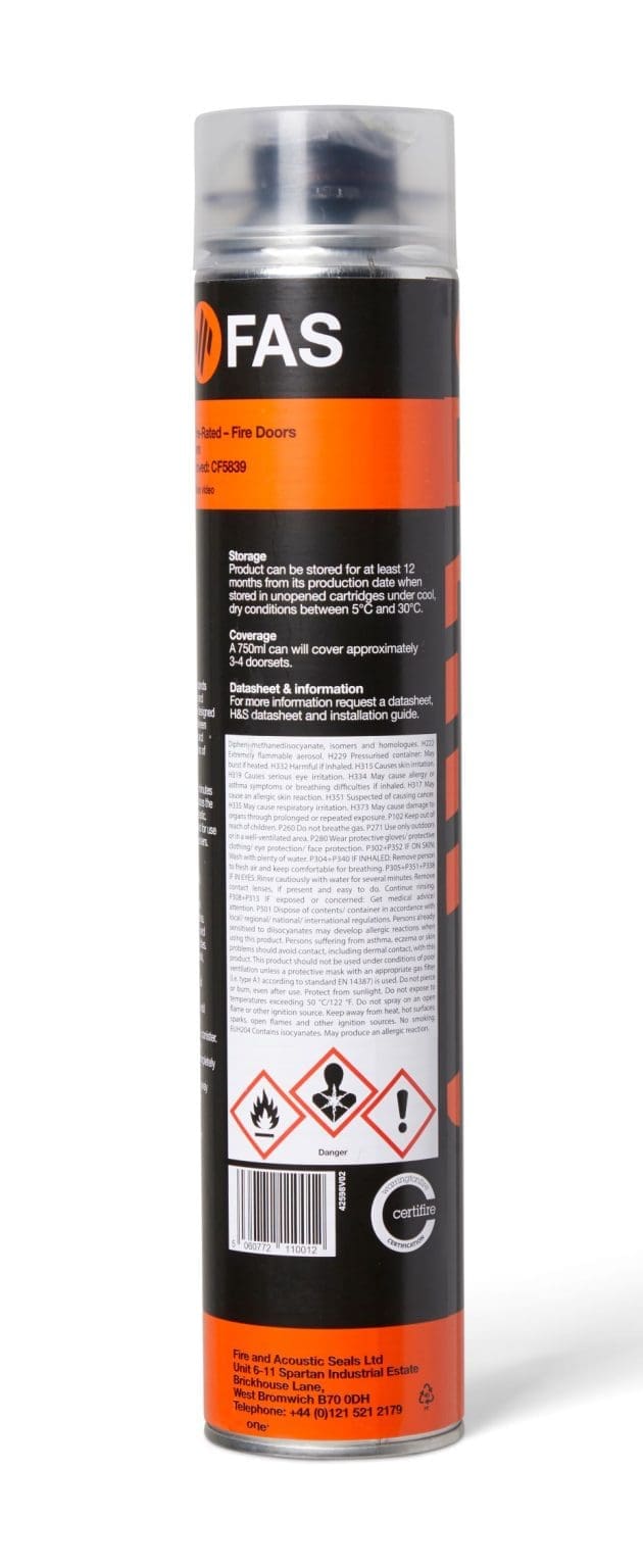FAS Fire Door Foam™ 750ml - Fire & Acoustics Seals